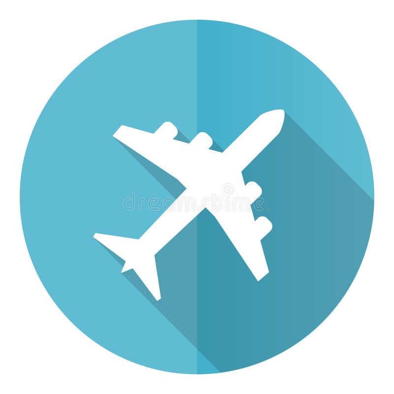 Flight Blue Round Flat Design Vector Icon Isolated on White Background ...