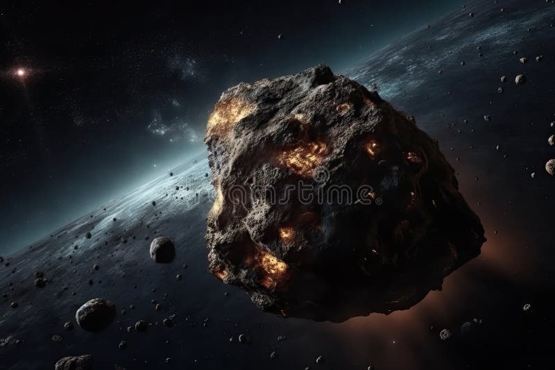 The Flight of a Comet Over the Planet, a Comet in Space, a Meteor and ...