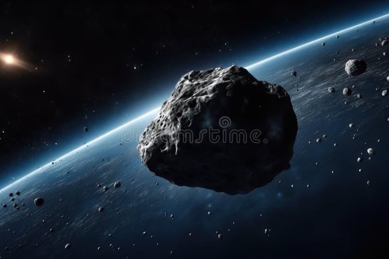 The Flight of a Comet Over the Planet, a Comet in Space, a Meteor and ...