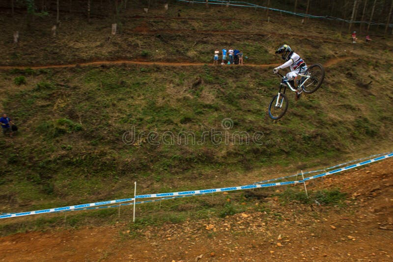 Flight Control Downhill Racer MTB Editorial Image - Image of athletes ...