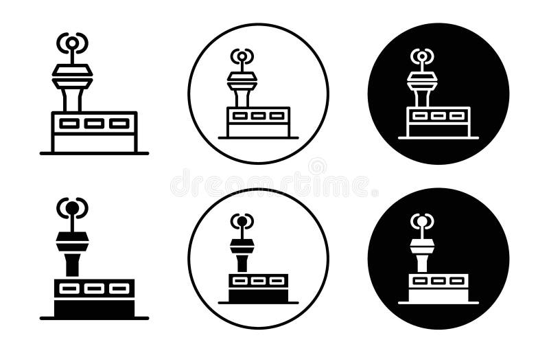 Flight Control Tower Icon Collection of Outline Thin Line Symbol or ...