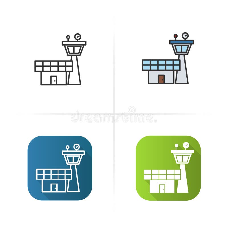 Flight Control Tower Icon. Flat Design, Linear Color Styles. Isolated ...