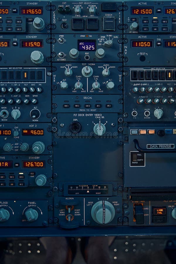 Flight Controls on the Dashboard Used by Professional Aviators Stock ...