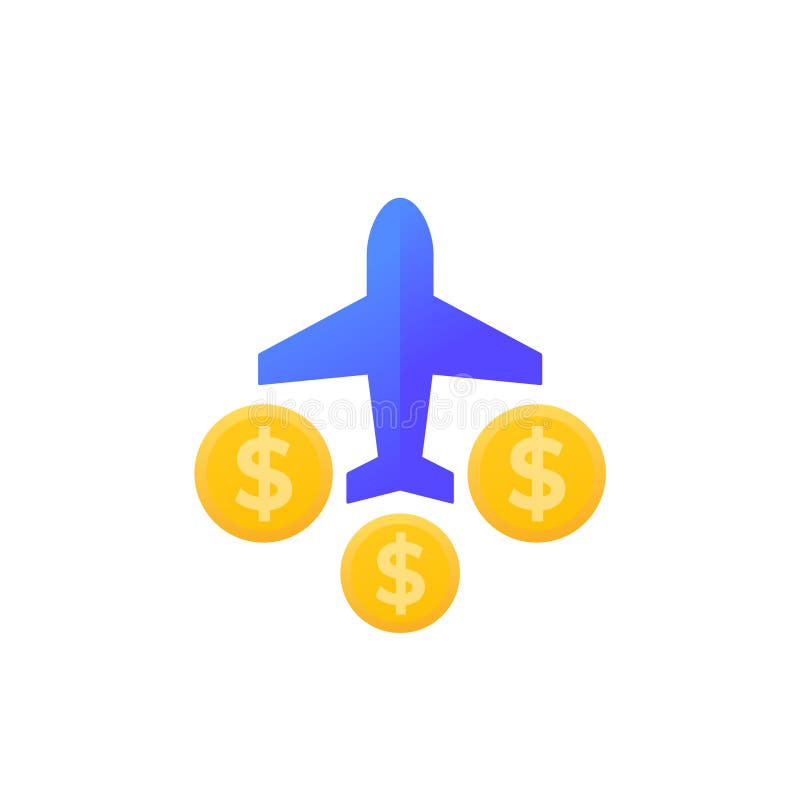 Flight Cost Icon with Airplane, Vector Stock Vector - Illustration of ...