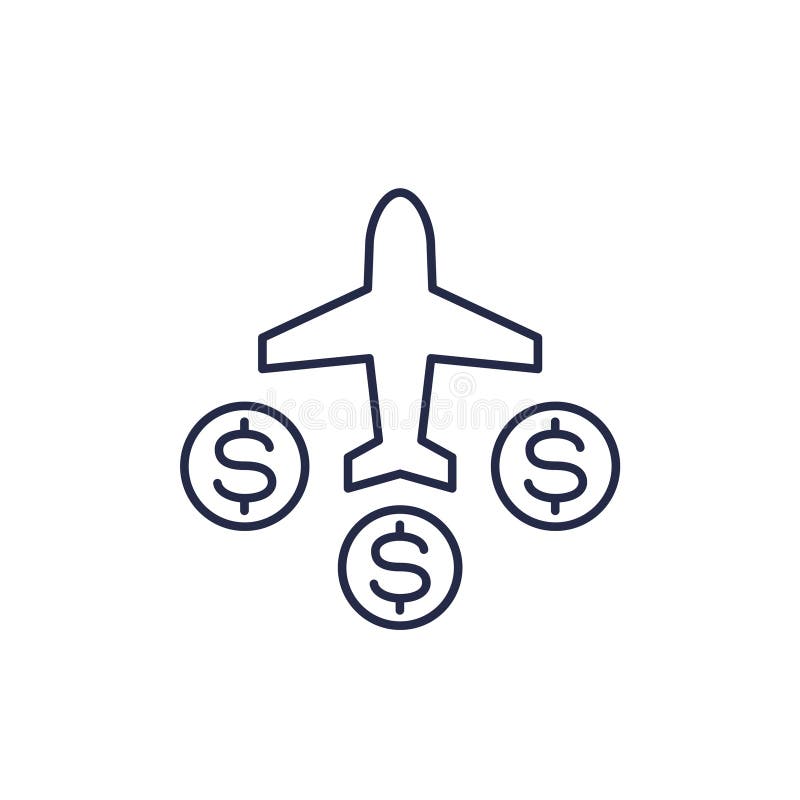 Flight Cost Line Icon with an Airplane Stock Illustration ...