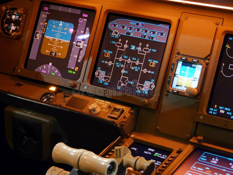 Flight deck jet plane stock image. Image of flight, screen - 60663483