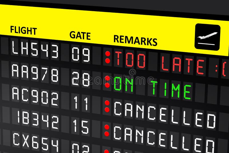 Flight Delayed or Cancelled Display Panel Stock Photo - Image of ...