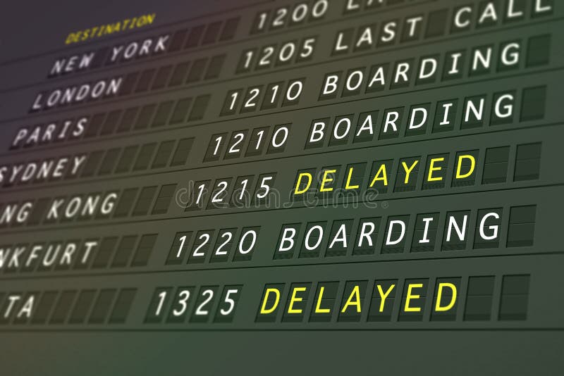 Airport Flight Information Board, Delayed Stock Illustration ...