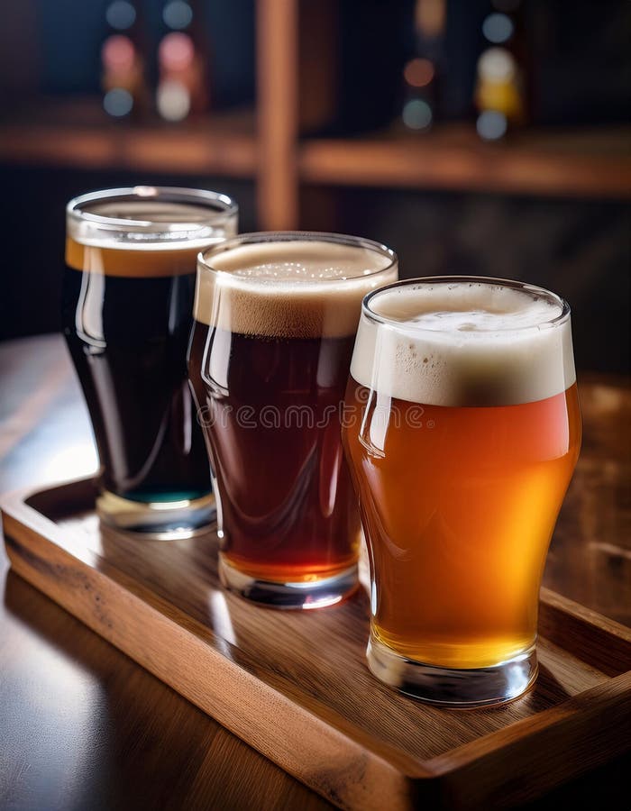 A Flight of Different Beers, Showcasing a Variety of Colors and Styles ...