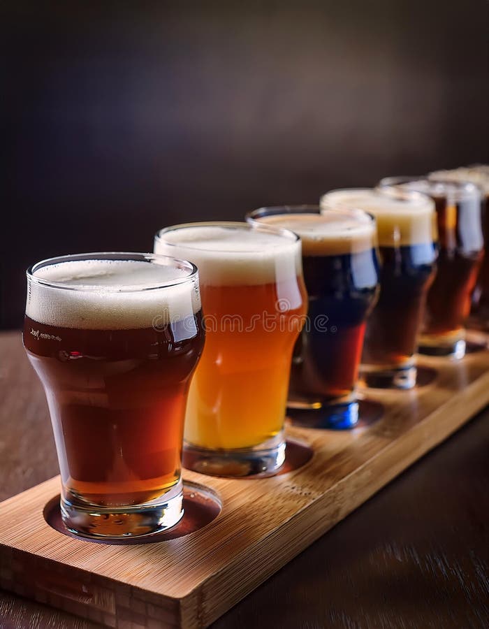 A Flight of Different Beers, Showcasing a Variety of Colors and Styles ...