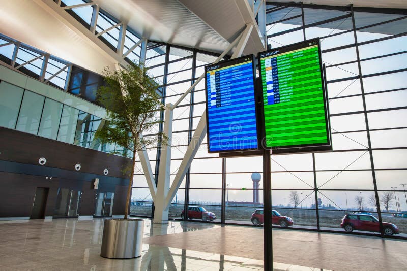 Flight Display Monitor in Airport Stock Image - Image of design, modern ...