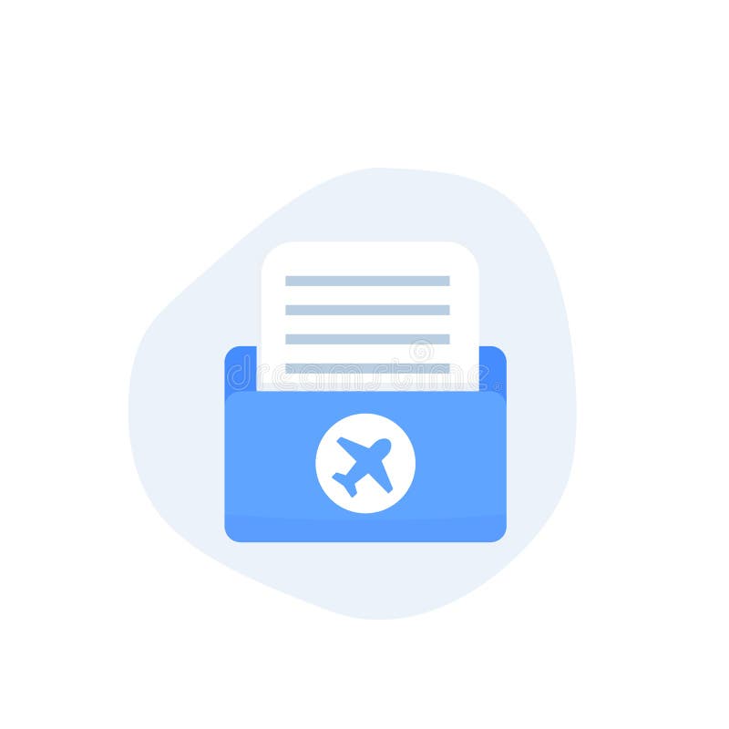 Flight Documents Icon, Flat Vector Stock Vector - Illustration of ...