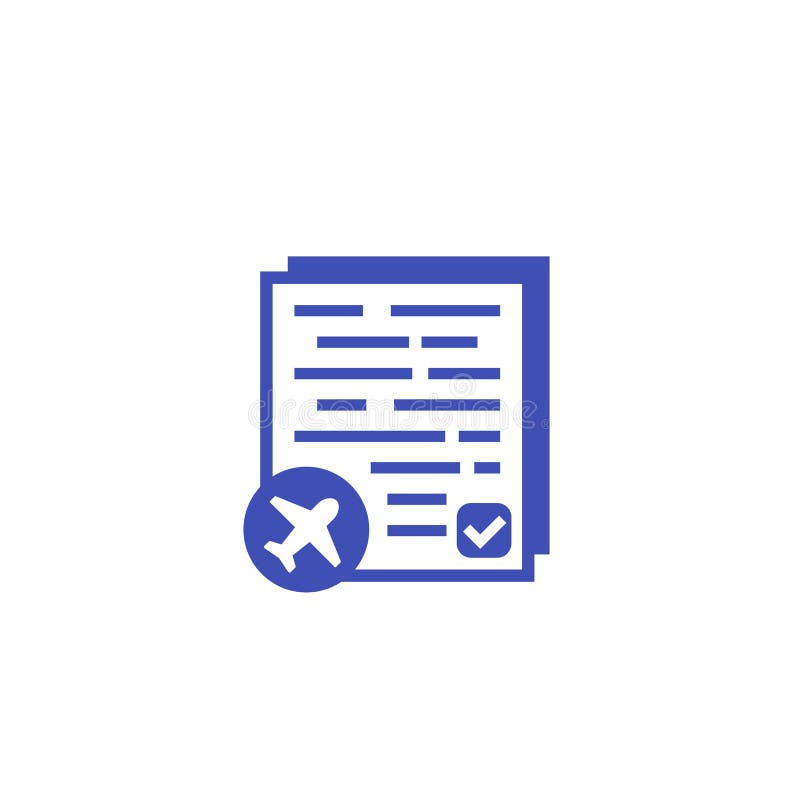 Flight Documents Icon on White Stock Vector - Illustration of passenger ...
