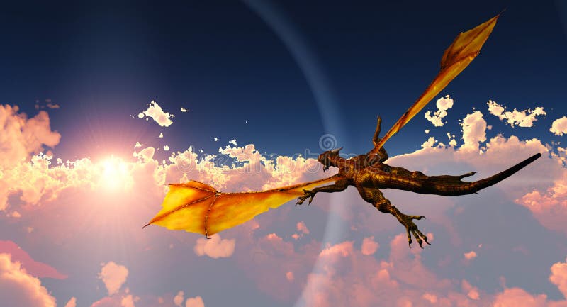 Flight of the dragon stock illustration. Illustration of clouds - 11077723