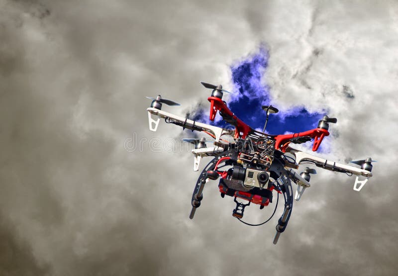 Flying Drone Video Camera Spy Stock Image - Image of film, equipment ...