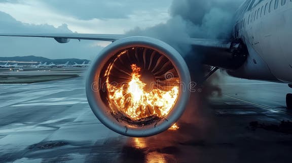 In Flight Emergency Engine Failure Causes Aircraft To Catch Fire during ...