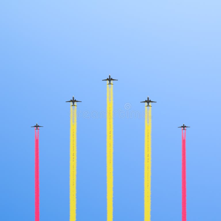 Flight of the five planes. stock image. Image of journey - 40029949