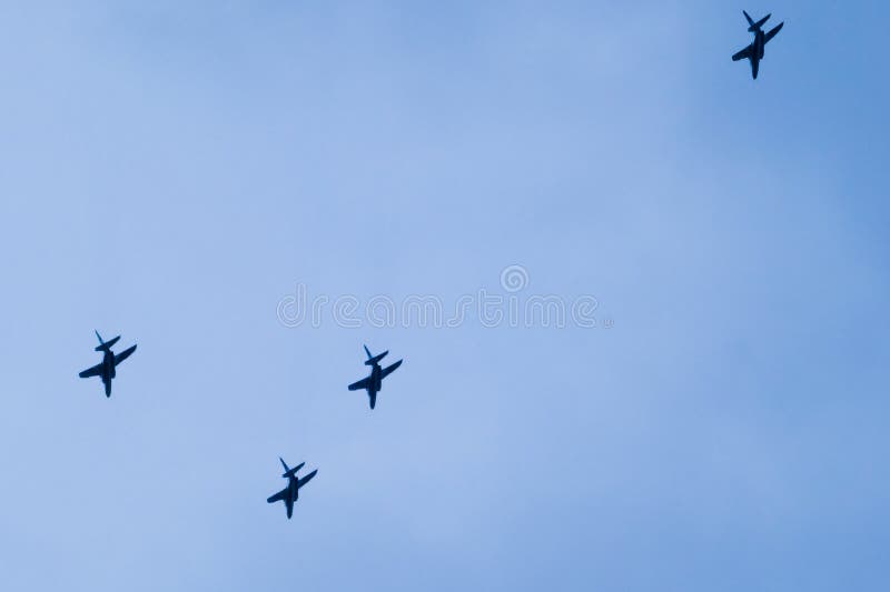 Flight Formation of Jet Fighter Plane Stock Image - Image of defense ...