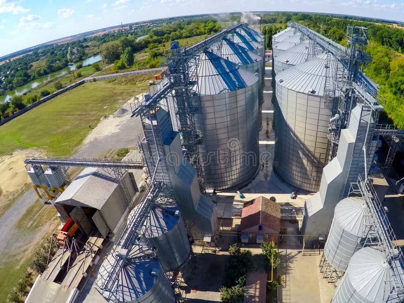 Flight of the Grain Terminal from the Drone. Stock Image - Image of ...
