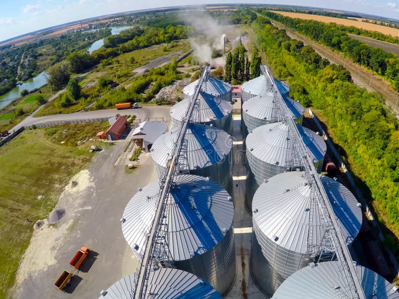 Flight of the Grain Terminal from the Drone. Stock Photo - Image of ...