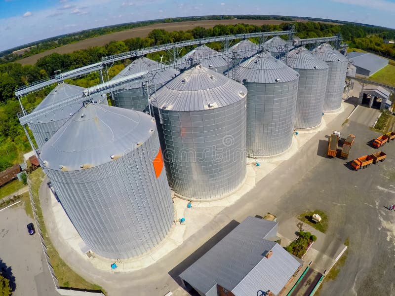 Flight of the Grain Terminal from the Drone. Stock Image - Image of ...