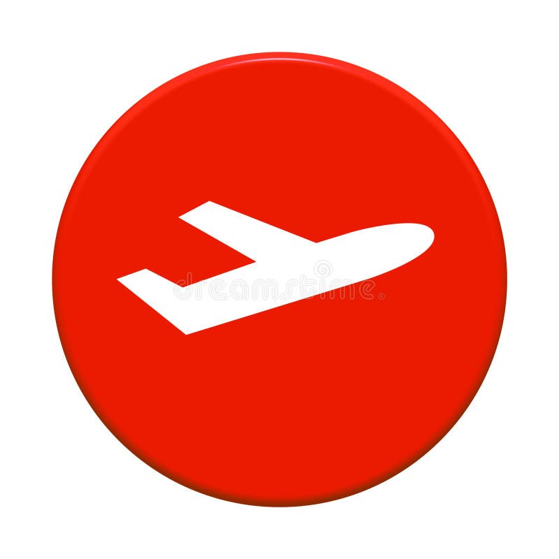 Flight Icon on Red Round Button Stock Illustration - Illustration of ...