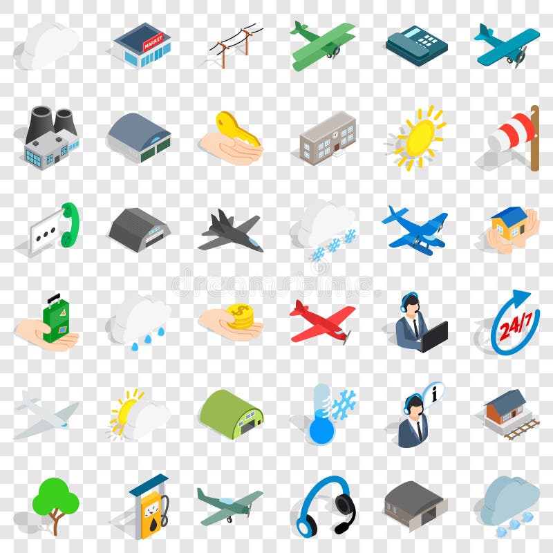 Flight Icons Set, Isometric Style Stock Vector - Illustration of sock ...