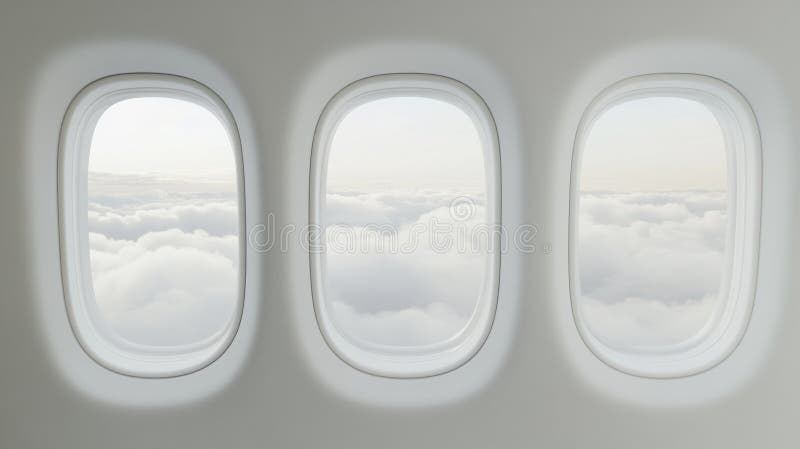 In Flight, an Illustration of the Interior of a Plane Window in Open ...