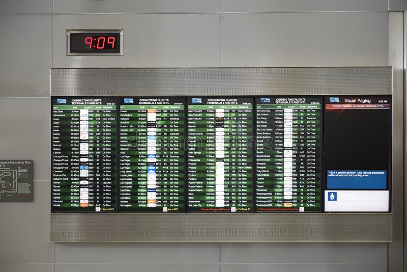 Flight information board editorial stock photo. Image of international ...
