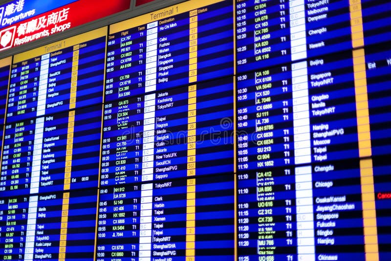 Flight Information Board in Airport. Stock Image - Image of airline ...