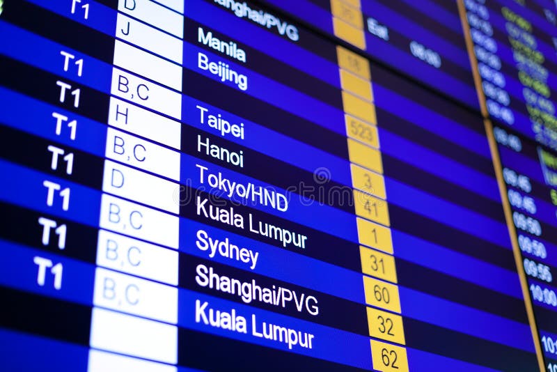 Airport Flights editorial stock photo. Image of billboard - 602558