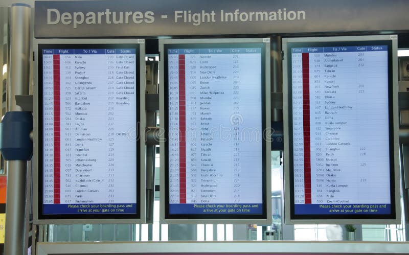 Flight Information Board at Dubai Airport Stock Image - Image of ...