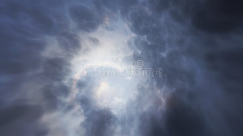 Flight Inside Tunnel of Clouds. 3D Rendered Illustration. Stock ...