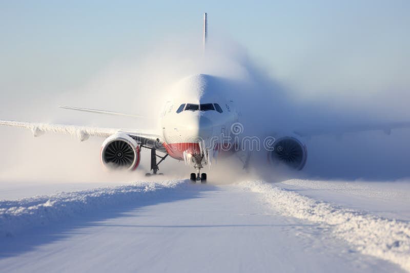 Flight Landing during Difficult Weather, Snow Rain during a Flight ...