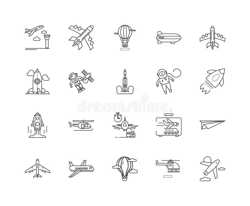 Flight Line Icons, Signs, Vector Set, Outline Illustration Concept ...