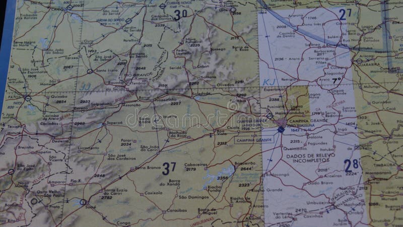 Flight Map of the Interior of Brazil, in an Aviation School Stock Image ...