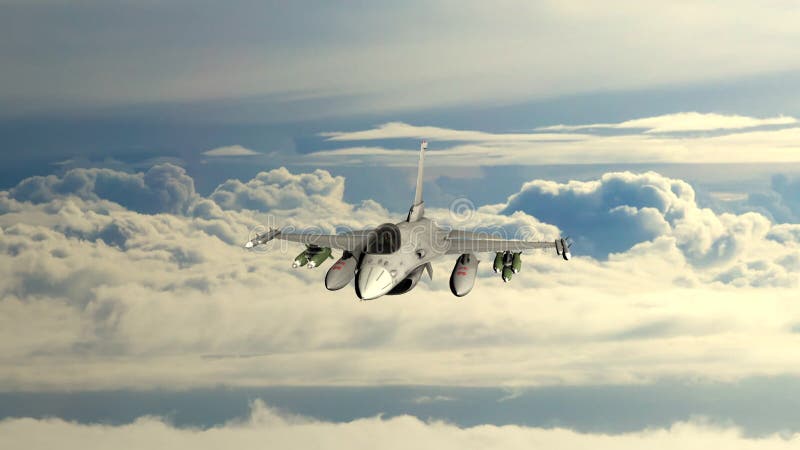 Flight of a Military Fighter in Full Armament Stock Video - Video of ...