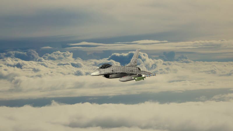 Flight of a Military Fighter in Full Armament Stock Video - Video of ...