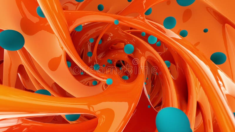 Flight through Orange Abstract Surreal Organic Alien Structure in Curve ...