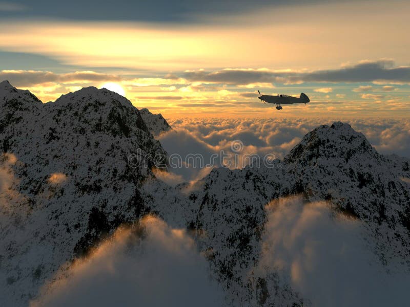 Flight over the clouds stock illustration. Illustration of engines ...