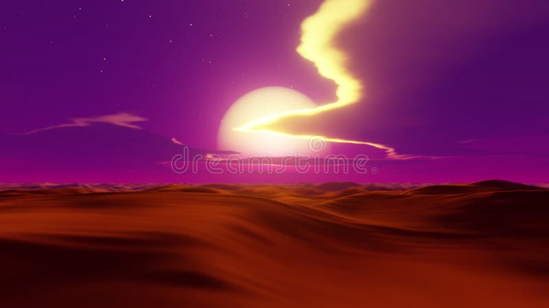 Flight Over the Dunes at Sunset, Stylized Synthwave Animation, Seamless ...