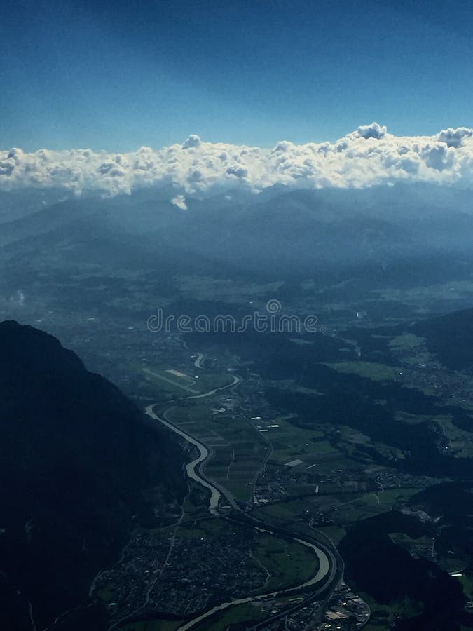 Flight Over the Magnificent Alps in Austria 16.8.2016 Stock Image ...