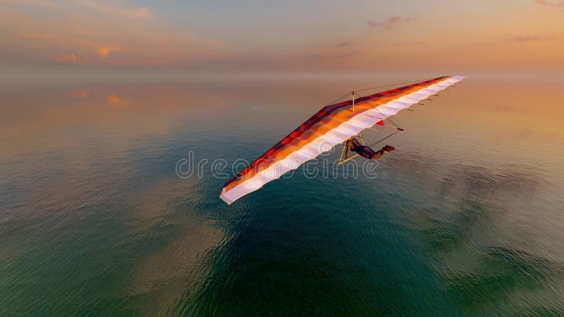 Flight over the ocean stock illustration. Illustration of paragliding ...