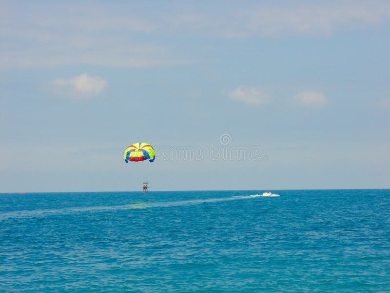 Flight on a Parachute Over the Sea Stock Image - Image of blacksea ...