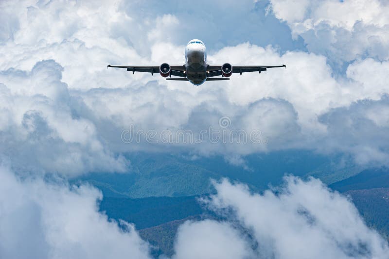 Flight of the Passenger Plane Stock Photo - Image of airplane, cloudy ...