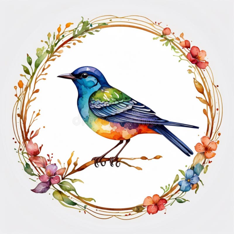 Flight Path: Circular Frame Bird Illustration Stock Image - Image of ...