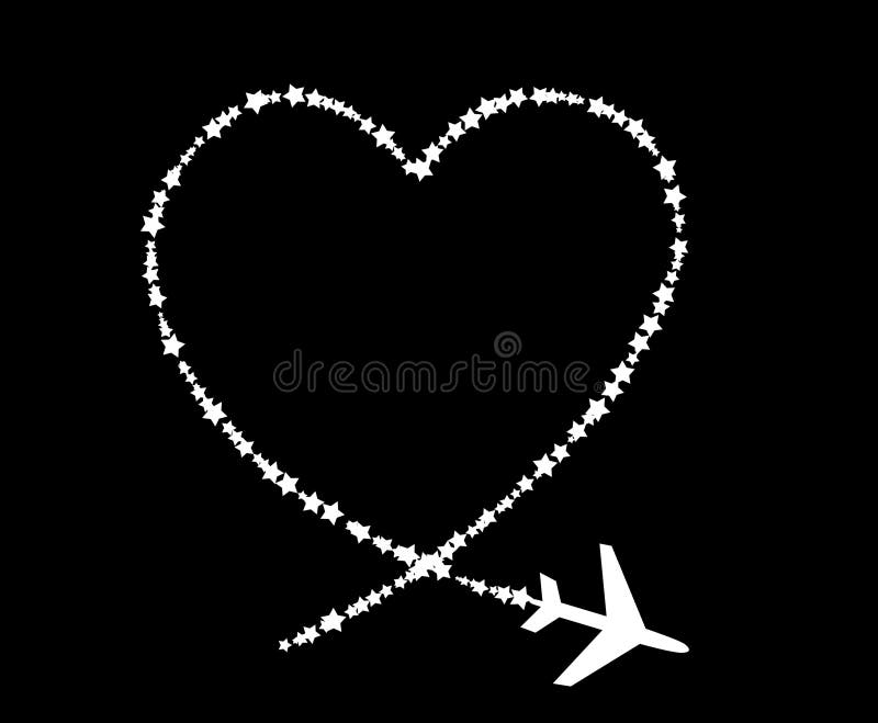 Heart Shaped Icon in Air, Made by Plane Stock Vector - Illustration of ...