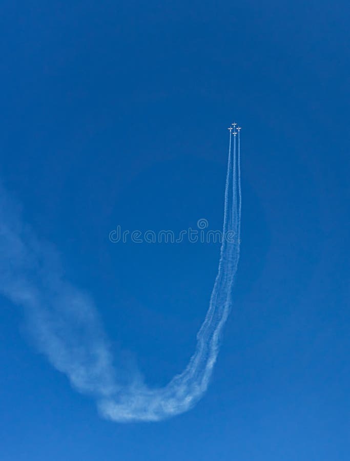 Flight of Planes Rises Vertically in the Blue Sky Stock Photo - Image ...