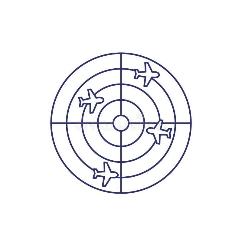 Flight Radar Vector Icon on White Stock Vector - Illustration of tower ...