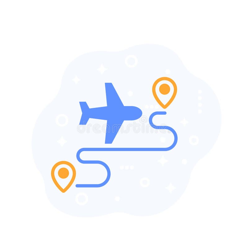 Flight Route Icon with an Airplane, Vector Design Stock Vector ...